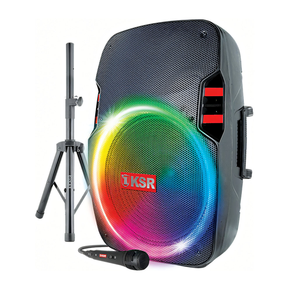 Bafle Profesional Recargable KSR 15 Pulgadas con Tripié y Micrófono KS – Mega Audio