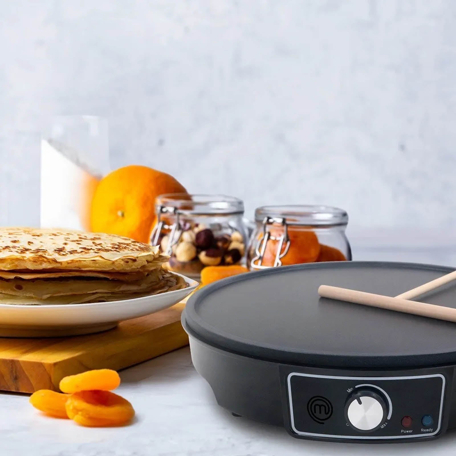 Crepera Eléctrica Masterchef Nonstick + Premium Negro MK-CM-V2